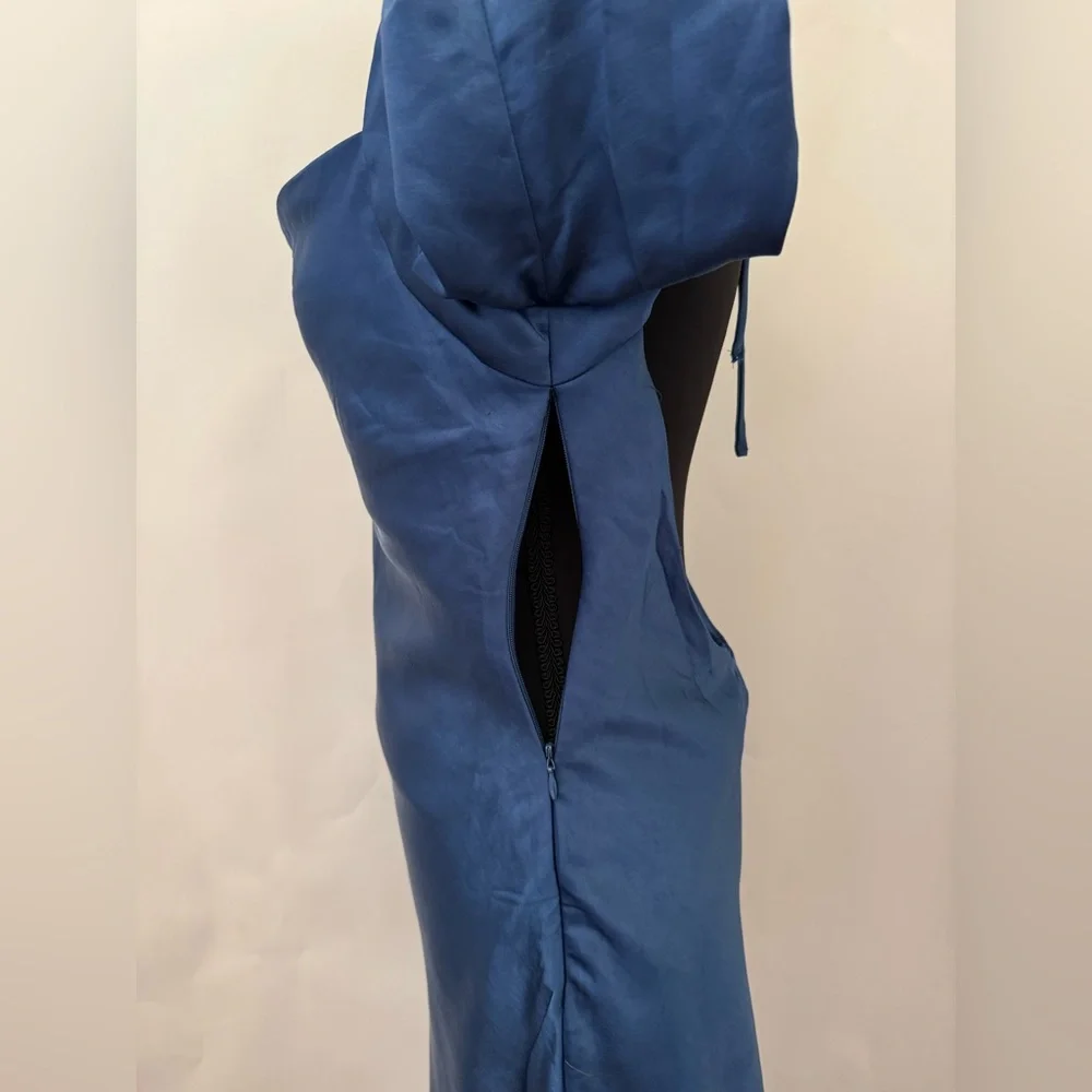 Lulus | Dresses | Lulus Adoring Charm Dark Blue Satin Long Sleeve ...